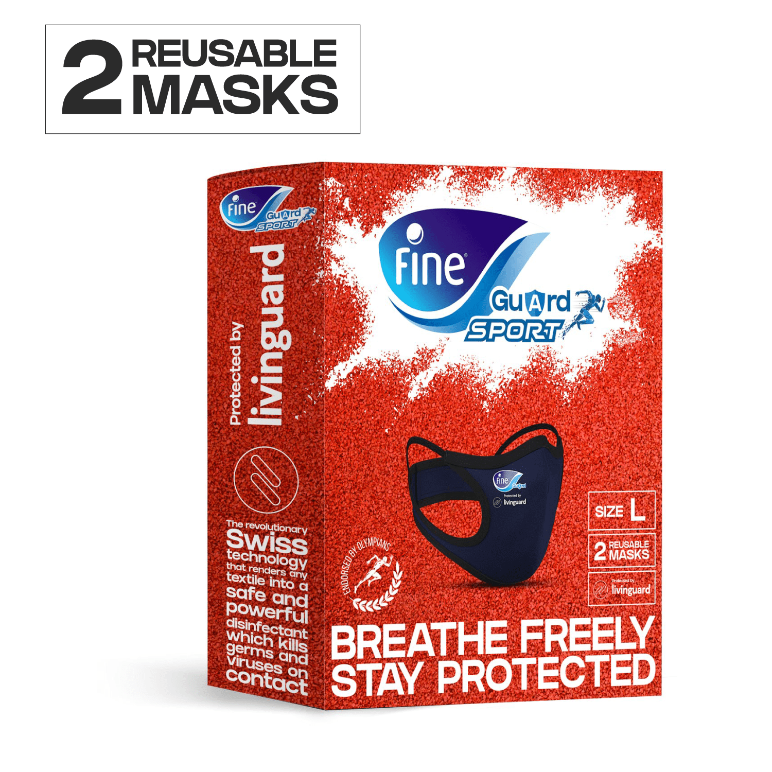 Fine Guard Sports Anti-Viral Face Mask, Olympian Endorsed, Running, Gy